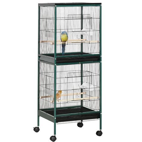 Pawhut 2 In 1 Bird Cage Aviary Parakeet House For Finches Budgies With