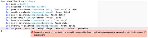 Ios Swift Compiler Error Expression Too Complex On A String Concatenation Stack Overflow