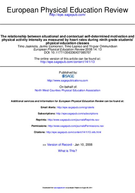 Pdf The Relationship Between Situational And Contextual Self Determined Motivation And