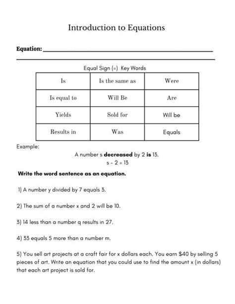 Writing Equations Guided Notes Keywords By Geekygrade6 Tpt