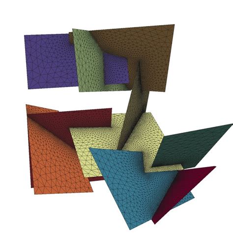 a a discrete fracture network made up of 10 fracture meshed with