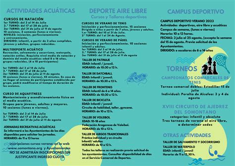 Actividades Deportivas De Verano 2023 De La Comarca Del Somontano