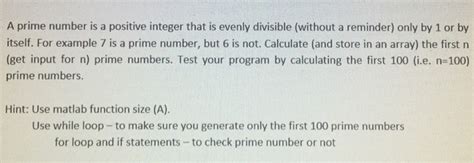 Solved A Prime Number Is A Positive Integer That Is Evenly