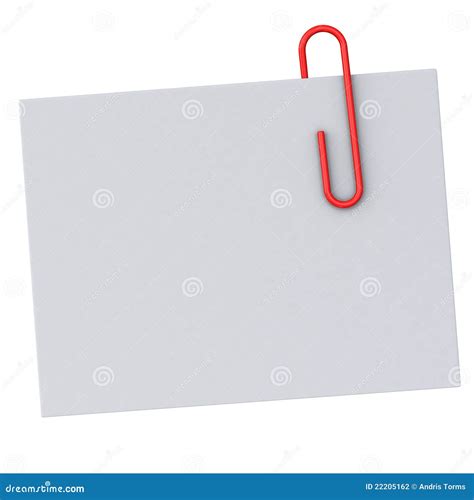 Paper Note With Paperclip 3d Stock Illustration Image 22205162