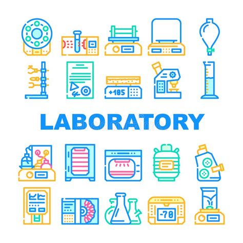 Laboratory Equipment For Analysis Icons Set Vector Stock Vector Illustration Of Heating