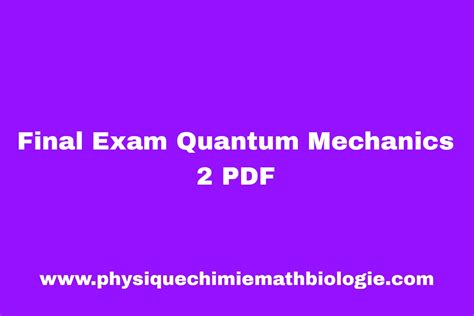 Final Exam Quantum Mechanics Pdf