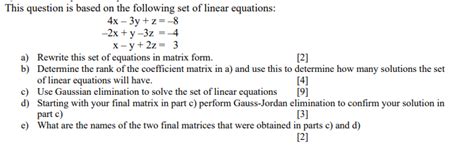 Solved This Question Is Based On The Following Set Of Linear Chegg