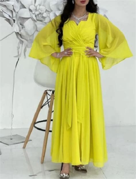 A Line Evening Gown Elegant Dress Formal Prom Floor Length 34 Length