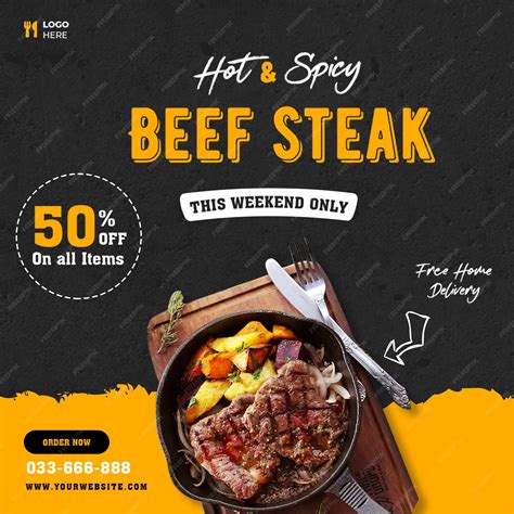 Premium Psd Beef Steak Food Poster