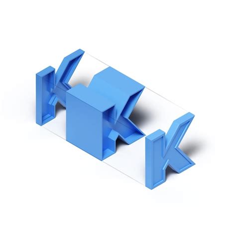 아이소 메트릭 3d 렌더링 파란색 플라스틱 큐브 알파벳 문자 K 투명 배경에 고립 프리미엄 사진