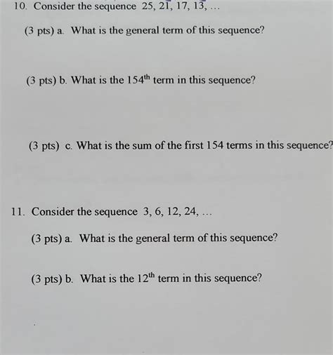 Solved 10 Consider The Sequence 25211713 3 Pts A