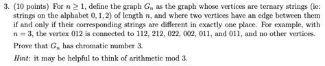 solved 3 10 points for n 1 define the graph gn as the