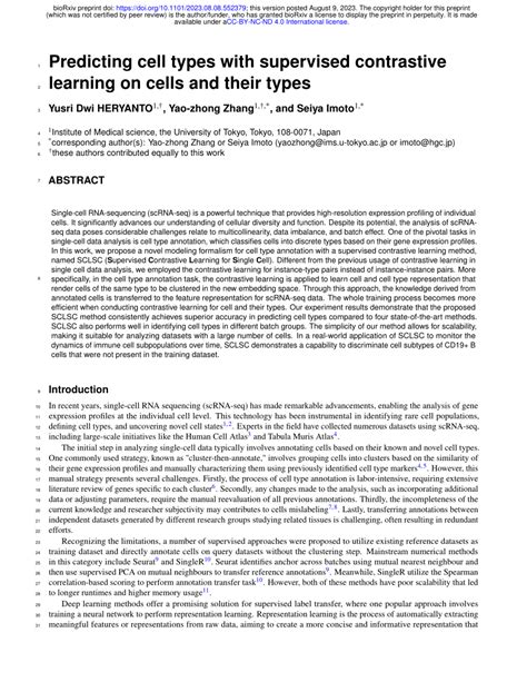 Pdf Predicting Cell Types With Supervised Contrastive Learning On Cells And Their Types