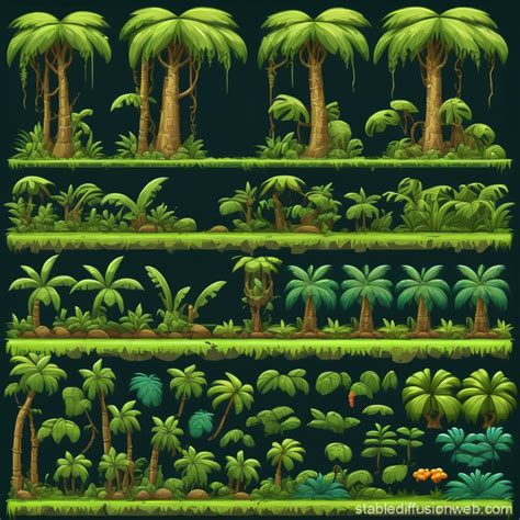 Tropical Jungle D Platformer Tileset Stable Diffusion Online