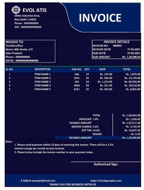 Beautiful Template Of GST Invoice Format In Excel Download Xlsx File
