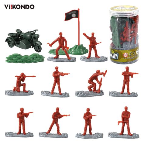 Viikondo 23pcs양동이 육군 남자 현대 전쟁 장난감 군인 10 포즈 클래식 중동 액션 그림 군사 Playset 소년을