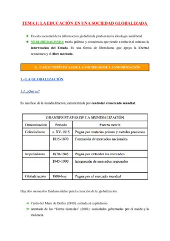 TEMA LA EDUCACION EN UNA SOCIEDAD GLOBALIZADA Pdf