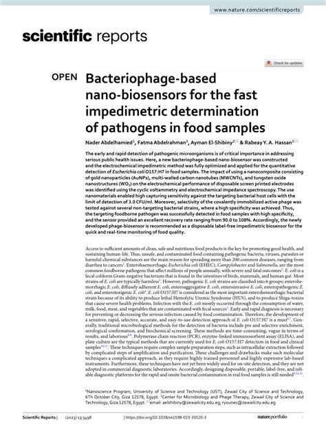 Pdf Bacteriophage Based Nano Biosensors For The Fast Impedimetric Determination Of Pathogens