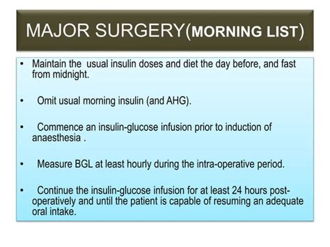 Perioperative Management Of Diabetes Mellitus