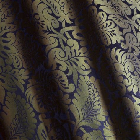 Holbein Silk Damask Canterbury Blue And Gold Bodley Fabric Watts And Co