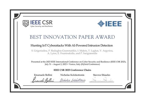 On Behalf Of The Ieee Cyber Security And Resilience 2023 General Chair Emanuele Bellini Stavros