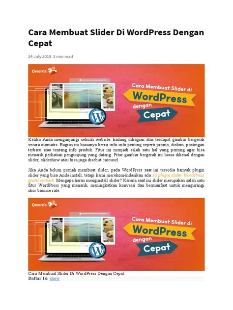Cara Membuat Slider Di Wordpress Dengan Cepat Pdf