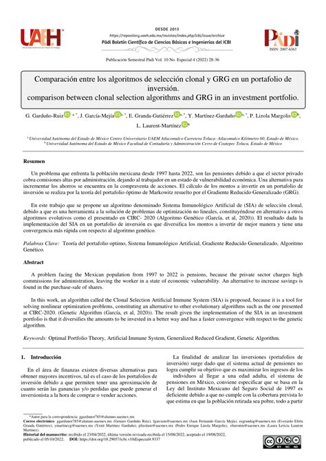 Pdf Comparación Entre Los Algoritmos De Selección Clonal Y Grg En Un