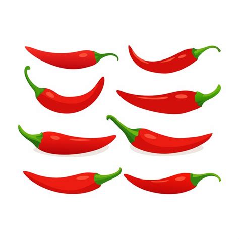 Closeup Chilly Pepper Set On A Isolated White Background 5 Premium Ai
