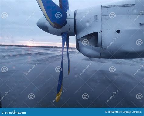Engine And Propeller Of The Old Transport Plane Close Up Fragment Of