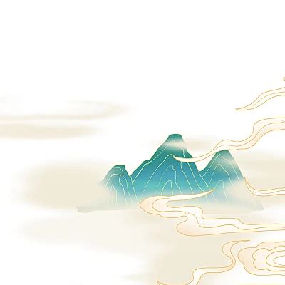 绿色国潮云国潮山峰云朵中国风祥云群山png素材 花瓣网