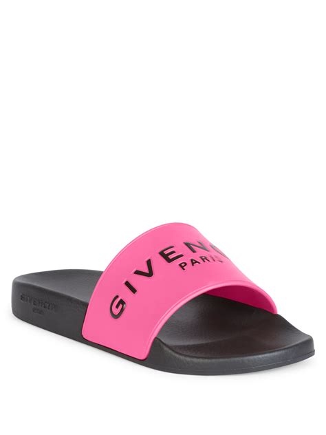 Lyst Givenchy Logo Leather Slides In Pink