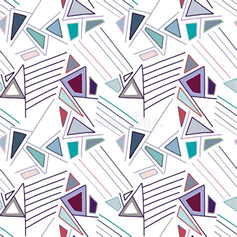 Seamless Vector Pattern Vintage Lined Asymmetric Geometric Background With Rhombus Triangles
