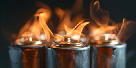 리 이온 배터리의 위험과 위험을 이해하는 화재 위험 및 열 탈출 개념 리이언 배터리 화재 위험 열 탈출 시각 가이드 프리미엄 Ai 생성 이미지