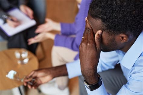 Premium Photo Man Crying At Therapy Session