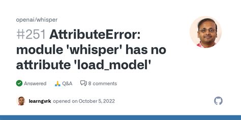 Attributeerror Module Whisper Has No Attribute Load Model Openai