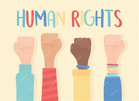 Premium Vector Human Rights Raised Hands In Fist Gesture Inscription