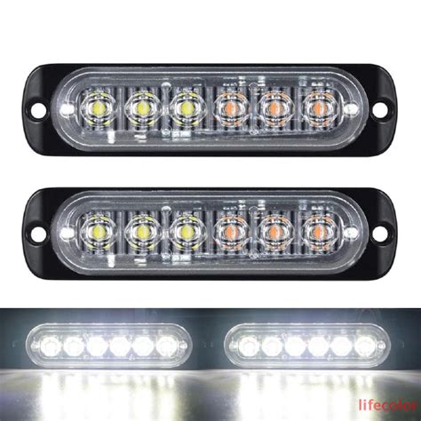 2ШТ Стробоскоп для авто / проблесковый маяк / 6 LED 12-24V Белый ...
