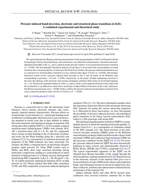 Pdf Pressure Induced Band Inversion Electronic And Structural Phase
