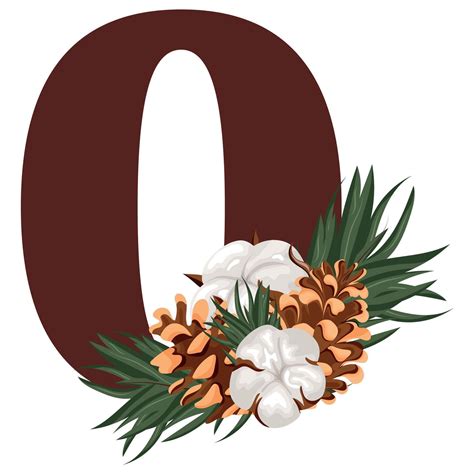 Brown Number Zero With Christmas Design Namely Pine Cones Cotton