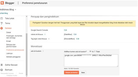 Cara Mengaktifkan Ads TXT Di Blogger Untuk Publisher Adsense