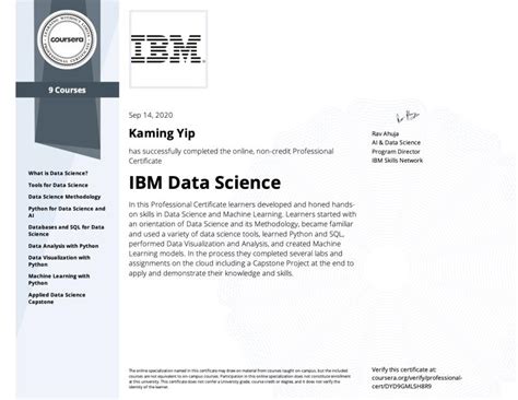 Coursera Ibmdatascience Datascience Machinelearning Deeplearning Python Kaming Yip