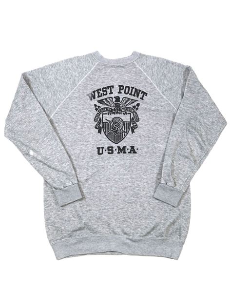 80s West Point U S M A 3段プリント ラグランスウェット グレー 実寸 L位 Sold Out