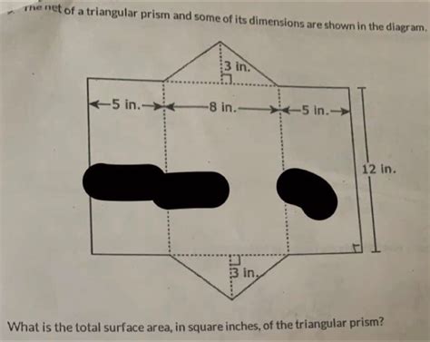 solved the net of a triangular prism and some of its dimensions are