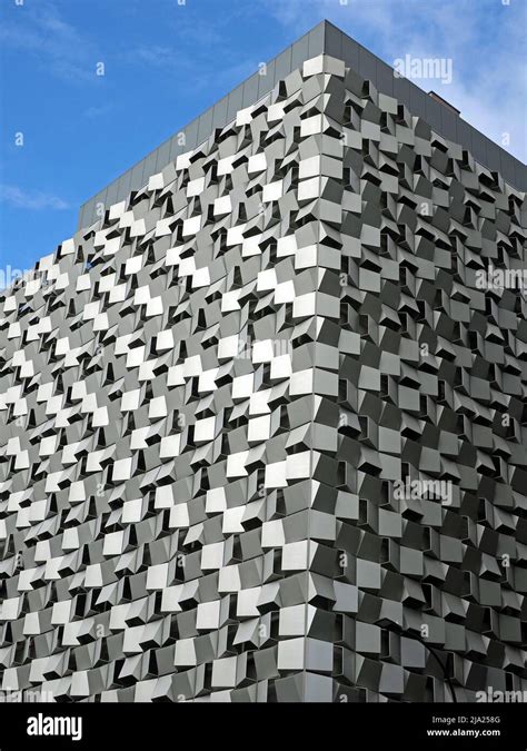 Angular Corner Of Monochrome Modernist Geometric Angular Facade Of City