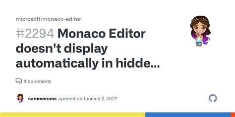 Monaco Editor Doesn T Display Automatically In Hidden Containers Such
