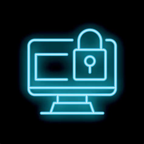 Neon Computer Screen Showing Padlock For Cybersecurity Concept 52829834
