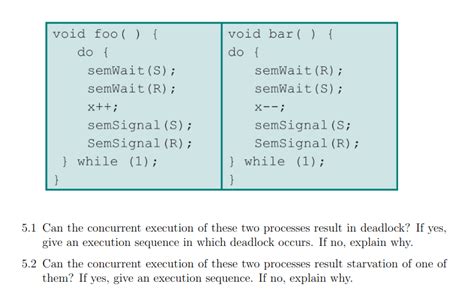 Solved Void Foo Do Semwait S Semwait R X