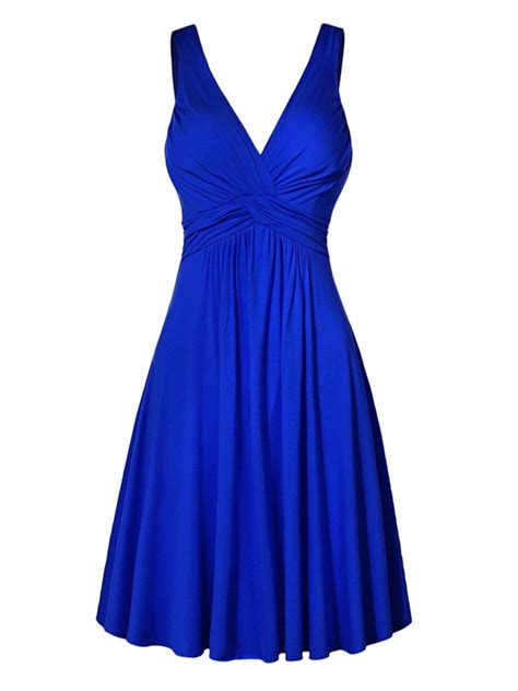 Frontwalk Dresses For Women Summer Wedding Guest Sleeveless Plus Size V Neck Retro Sling Pleated