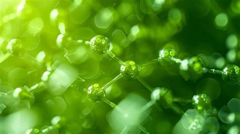 Green Molecule With Blurred Background Premium Ai Generated Image