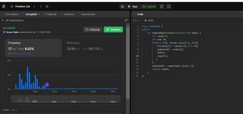 Aryan Yadav On Linkedin 🚀 Day 17 Of 50 Leetcode Challenge Remove Duplicates From Sorted Array